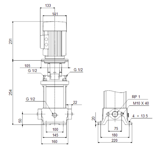 Grundfos CR 3-2 A-A-A-E-HQQE Vertical Multistage Pump – 92901485 ...