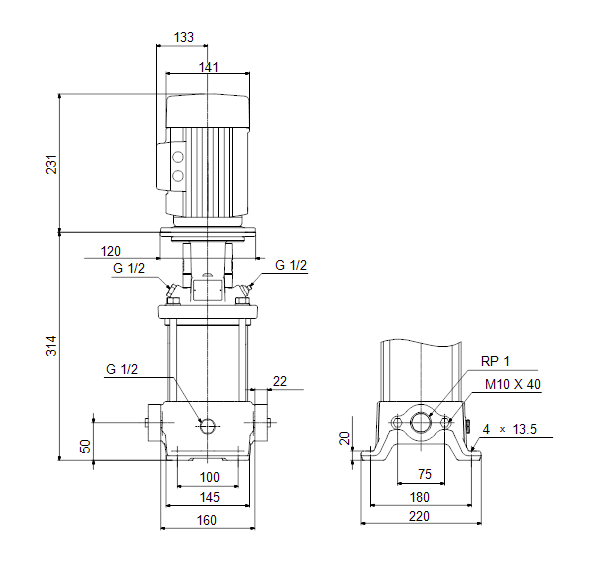 Grundfos CR 3-6 A-A-A-E-HQQE Vertical Multistage Pump – 92901490 ...
